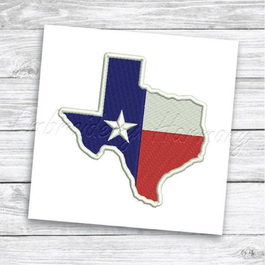 Texas Flag Embroidery Design - 7 SIZES Machine Embroidery Digital File ...