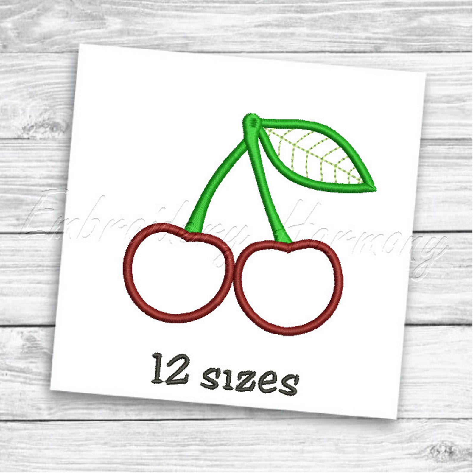 Cherry Applique Design - 12 SIZES Machine Embroidery File - INSTANT ...
