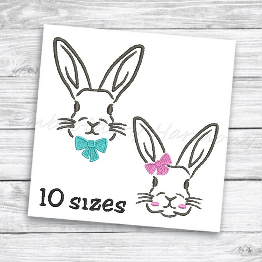 Easter Bunny Embroidery Design, Rabbit Embroidery Design, Easter ...