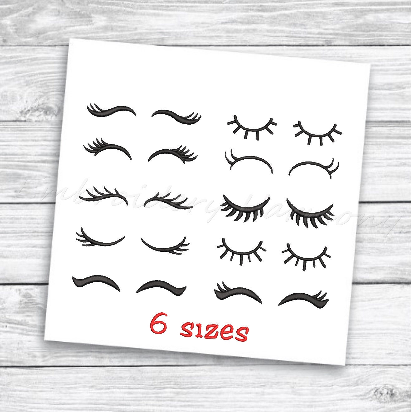 Eyelashes Embroidery Design, Eyes With Lashes Embroidery Design, Lashes ...