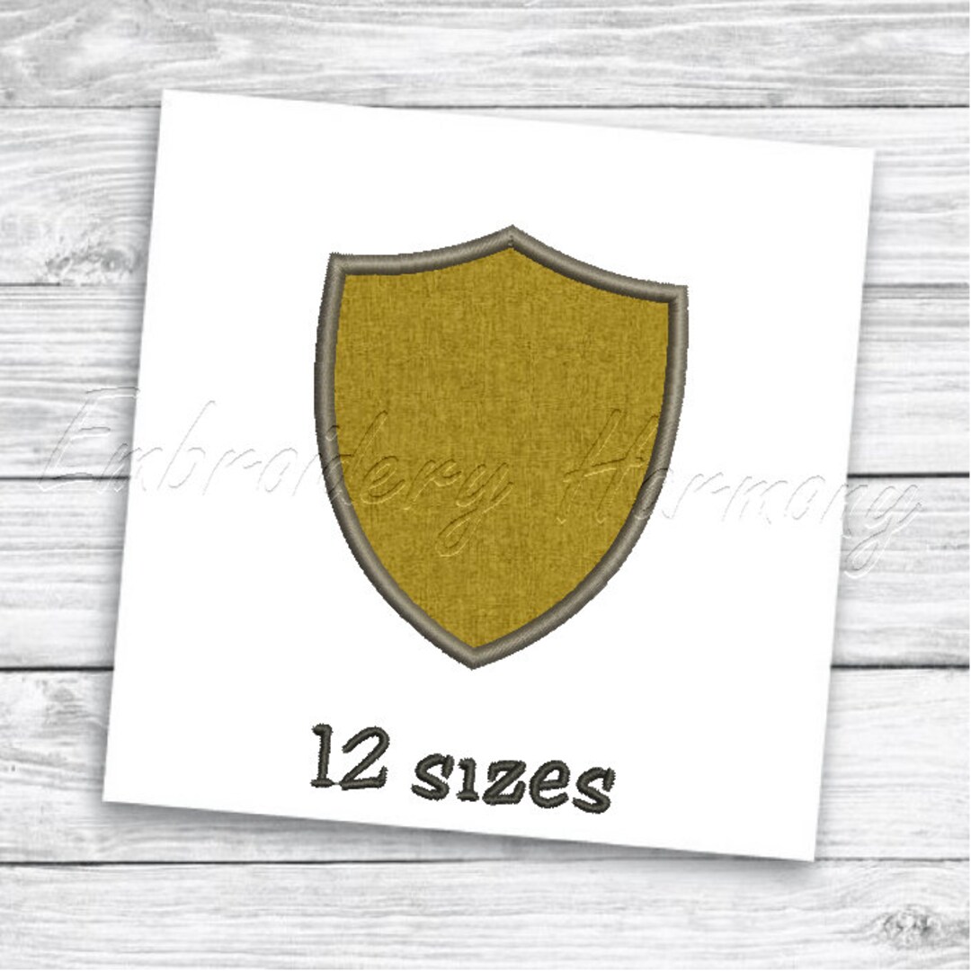 Shield Applique Design - 12 SIZES Machine Embroidery File - INSTANT ...