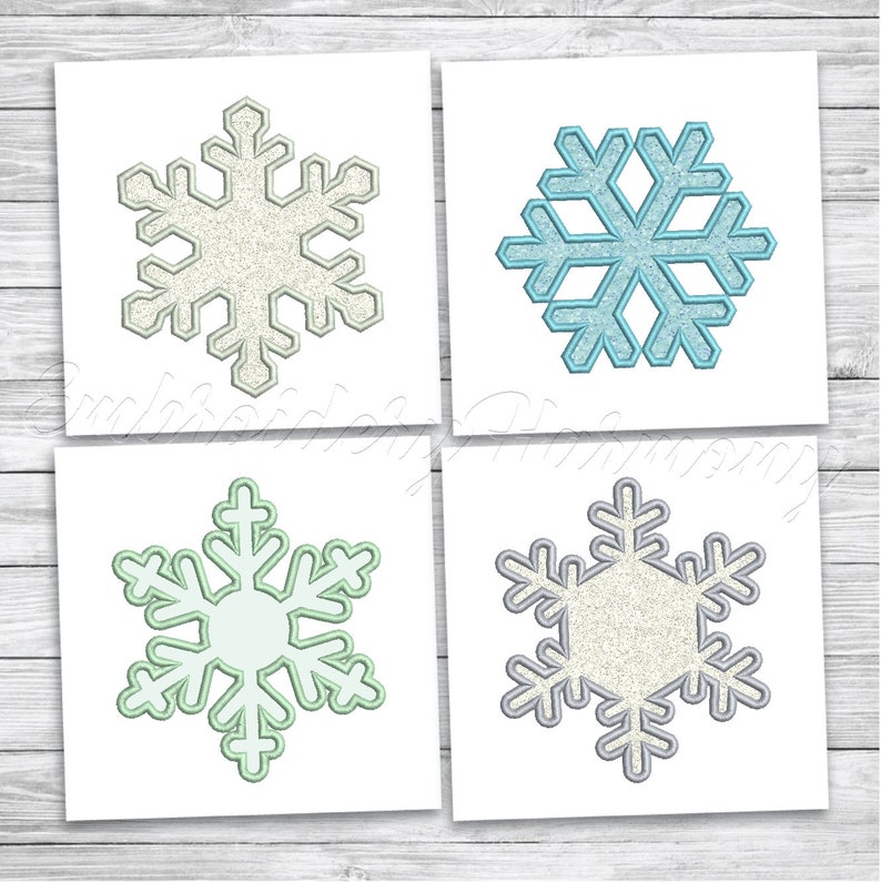 Snowflake Applique Design Pack 4 Snowflake Applique Designs - Etsy