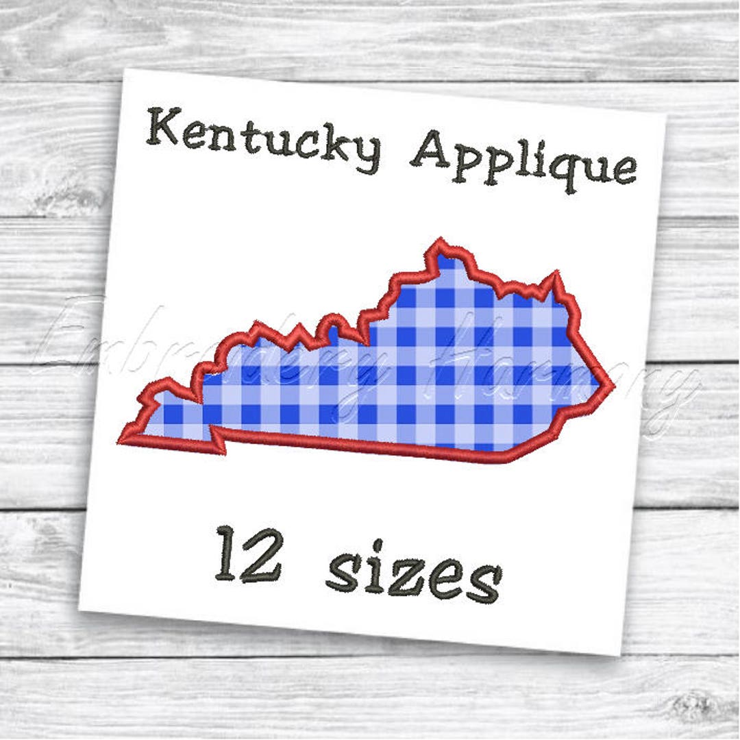 Kentucky State Outline Applique Design - 12 SIZES Machine Embroidery ...