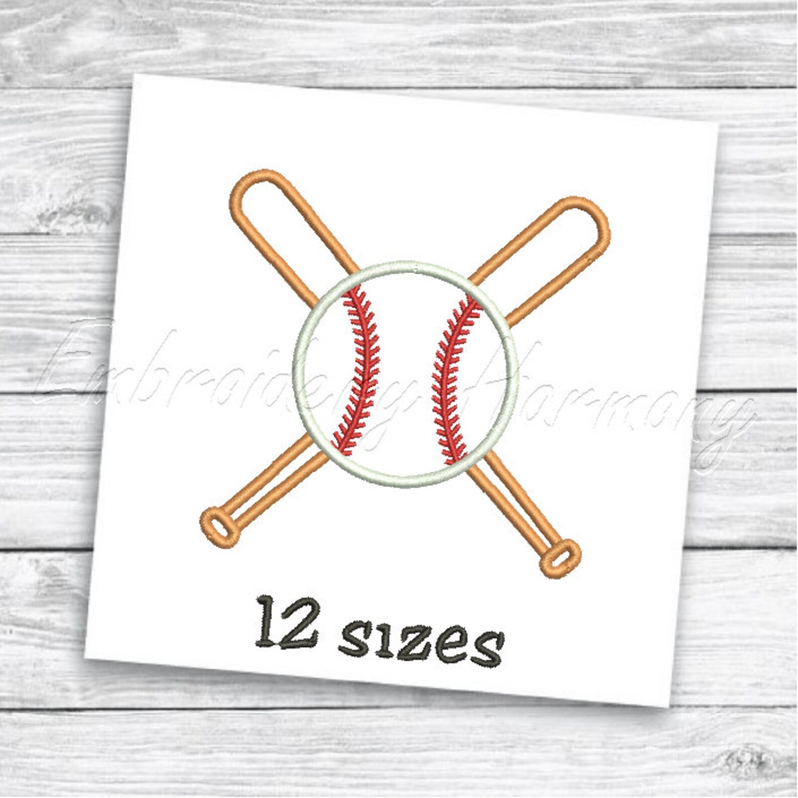 Crossed Baseball Bats Applique With a Baseball Machine Embroidery ...