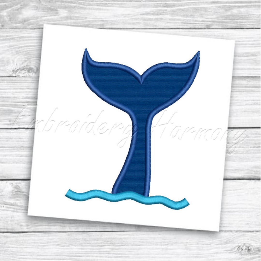 Whale Tail Applique Design - 8 SIZES Machine Embroidery File - INSTANT ...