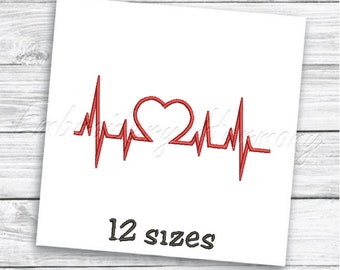 Heartbeat Machine Embroidery Design - Etsy