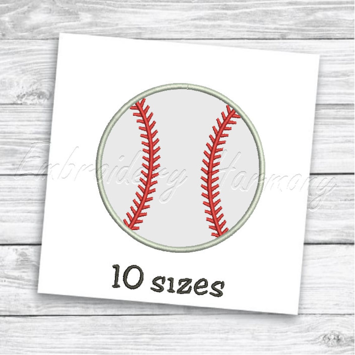 Baseball Ball Applique Design - 10 SIZES Machine Embroidery File ...