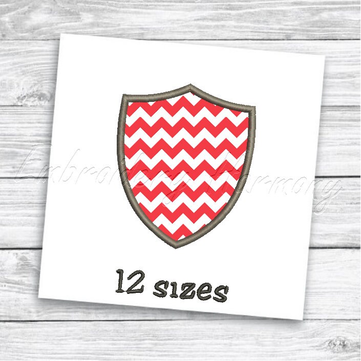Shield Applique design 12 SIZES machine embroidery file | Etsy