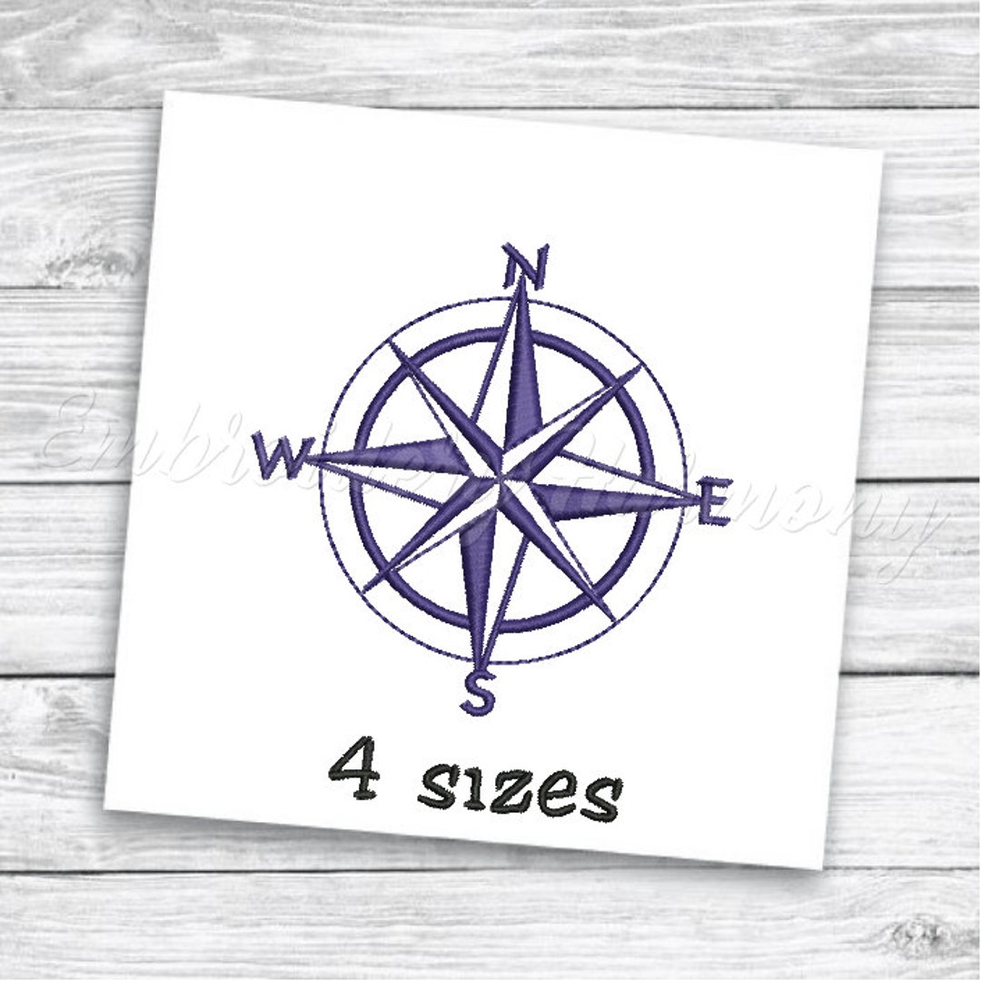 Nautical Compass Rose Embroidery Design - 4 SIZES Machine Embroidery ...