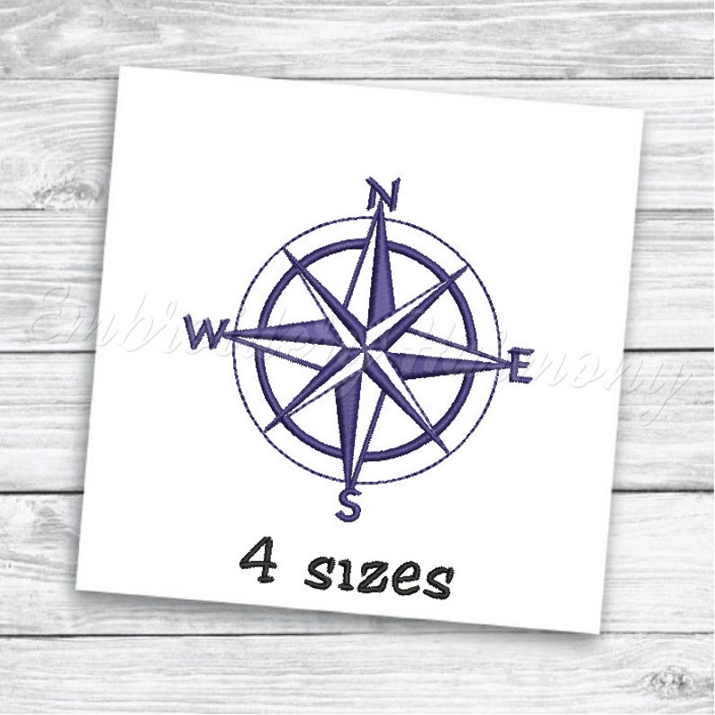 Nautical Compass Rose Embroidery Design - 4 SIZES Machine Embroidery ...