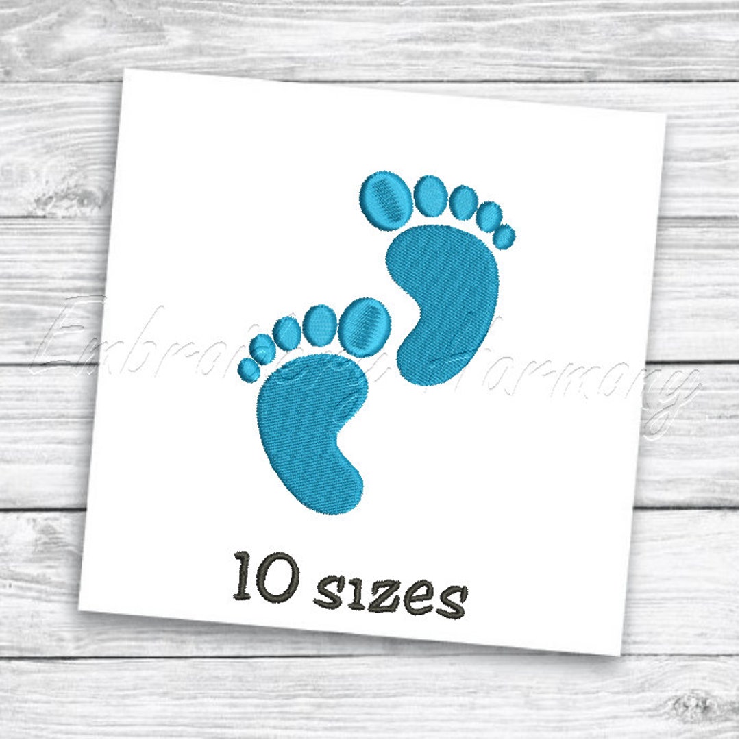 Footprints Embroidery Design - 10 SIZES Machine Embroidery File ...