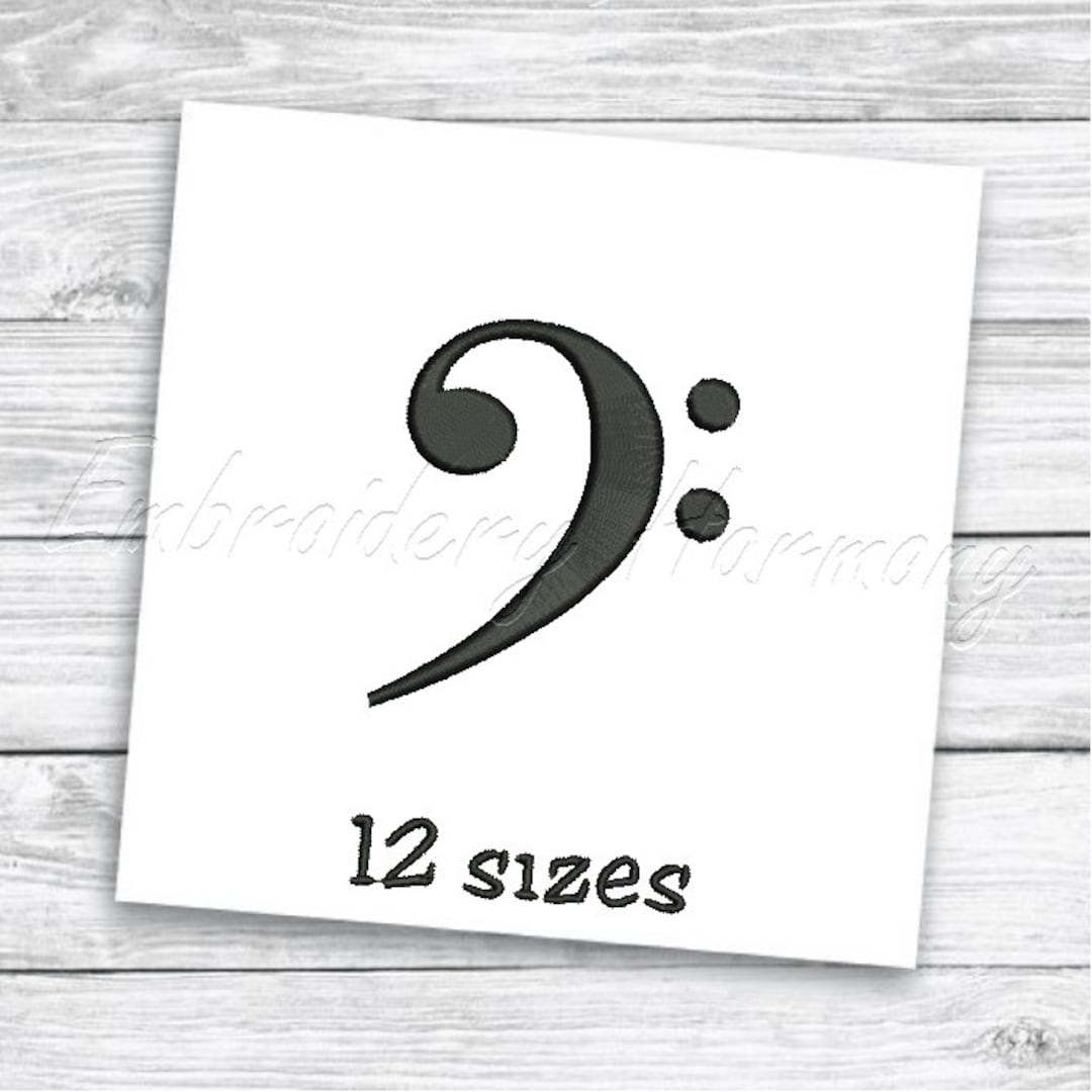 Bass Clef Embroidery Design - Machine Embroidery Pattern - 12 SIZES ...