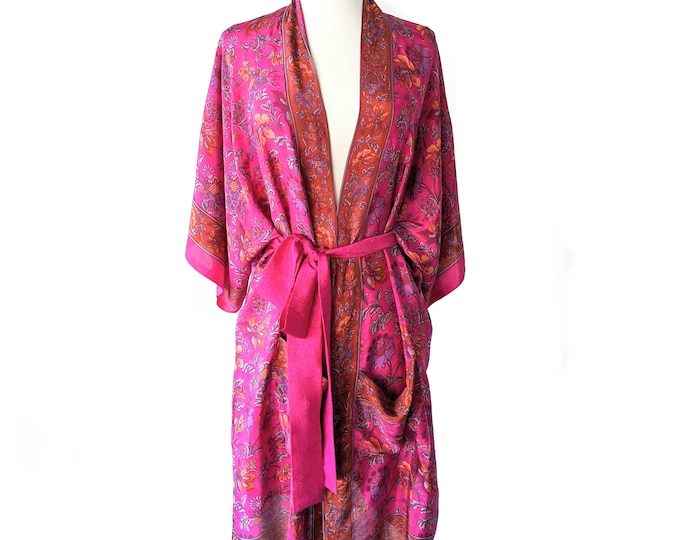Hot Pink, Romantic Kimono Robe, Long Bell Sleeves, Batwing Kimono ...