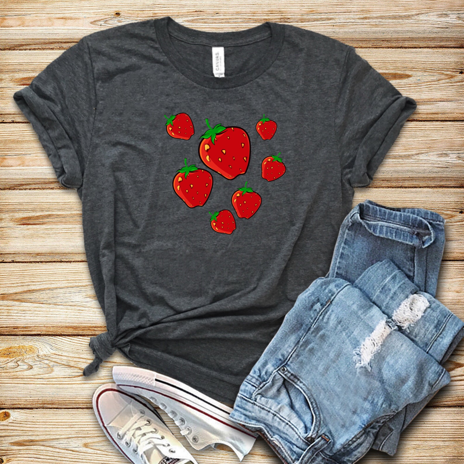 Strawberry T-Shirt Graphic Tee Foodie Clothing Gift Summer | Etsy
