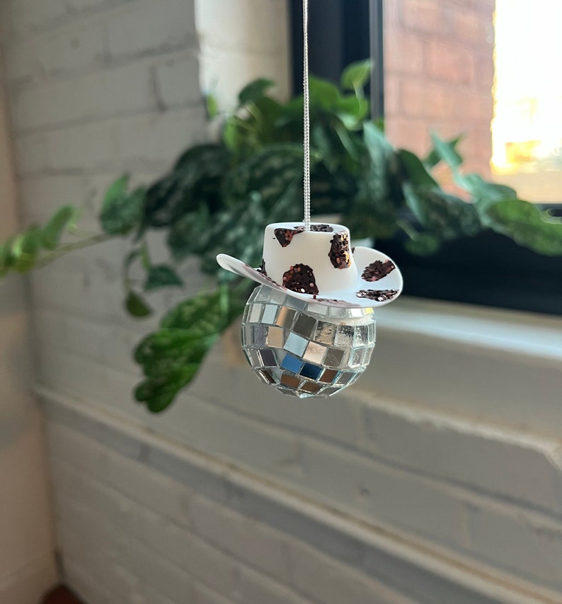 Sparkle Cow Print Cowboy Hat Disco Car Charm - Etsy