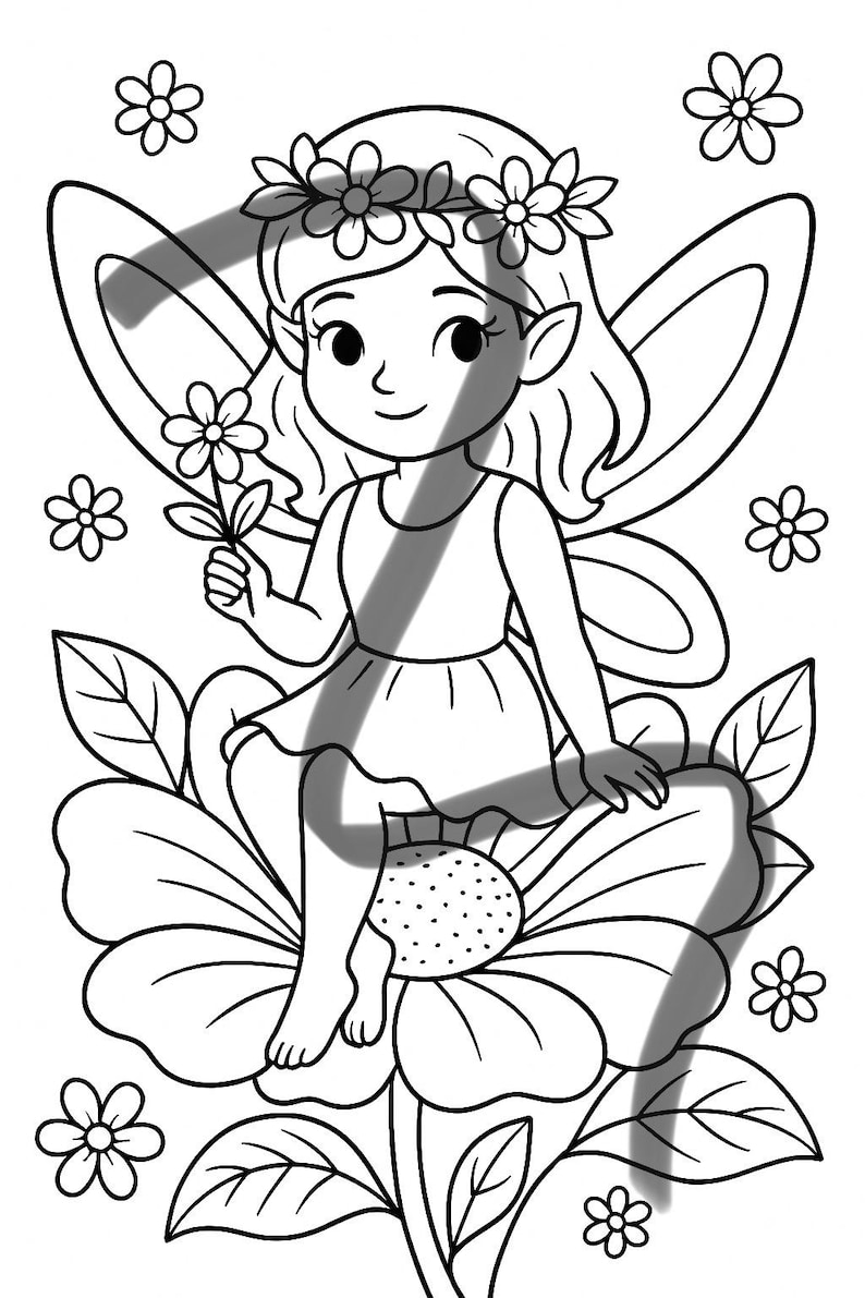 Printable Fairy Coloring Page - Instant Download, A4, Bold & Easy ...