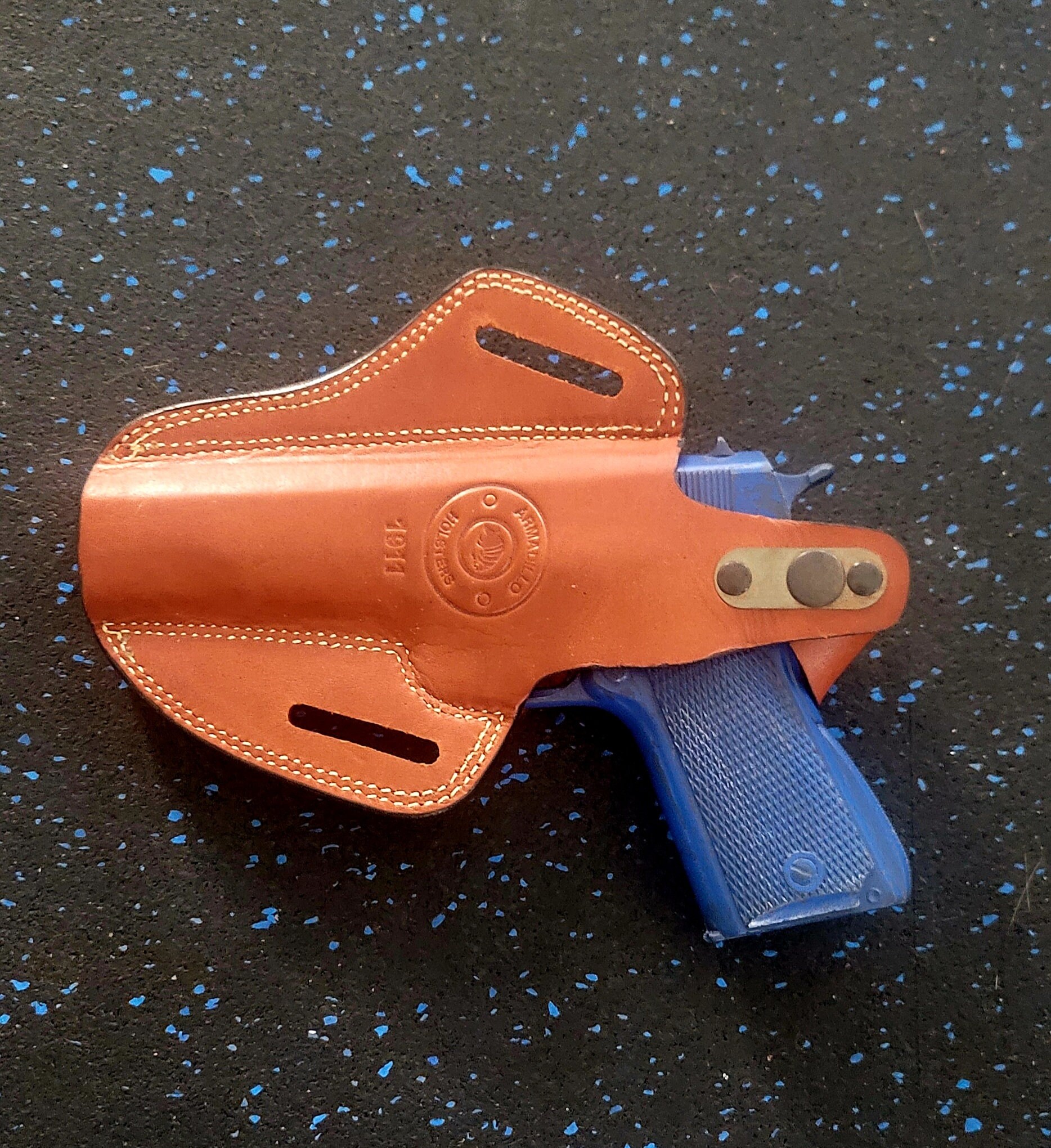 Colt 1911 New Armadillo Holsters Tan Leather Belt Holster W/snap - Etsy