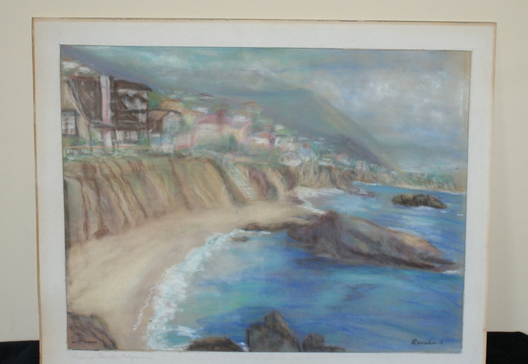 Vintage Pastel Drawing of Laguna Beach California - Signed - Etsy