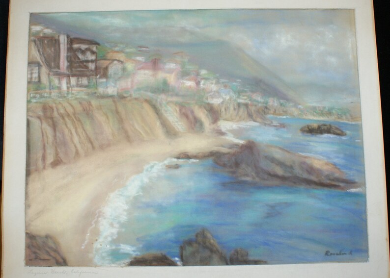 Vintage Pastel Drawing of Laguna Beach California - Signed - Etsy