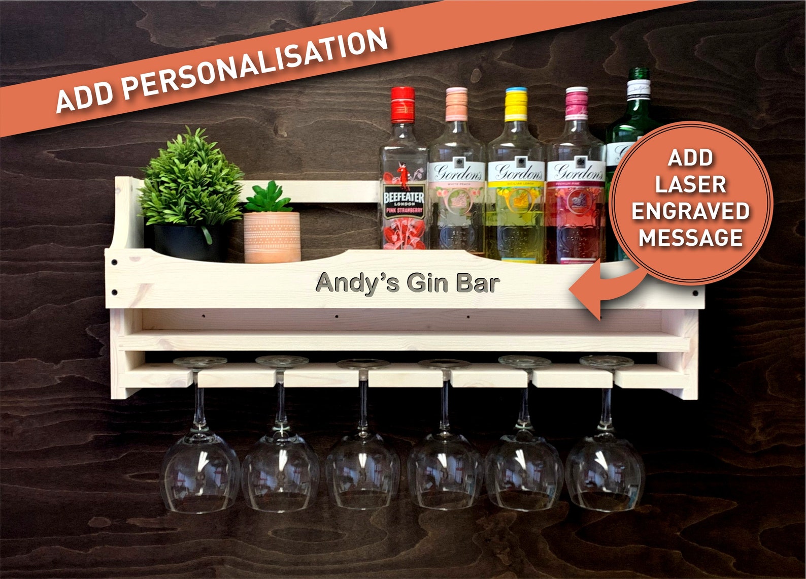 Large Shabby Chic Rustic Wooden Gin Rack to Hold 6 Balloon - Etsy