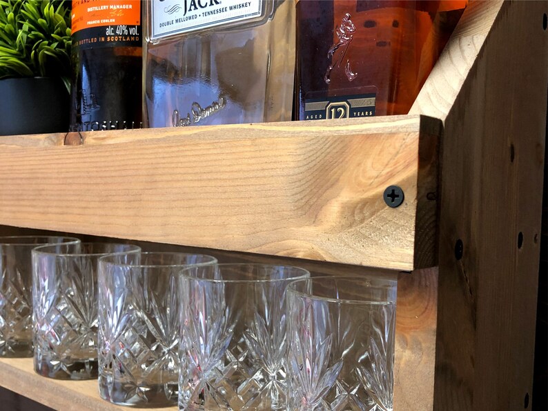 Personalised Wooden Whisky Rum Bottle Shelf and Tumbler Holder - Etsy