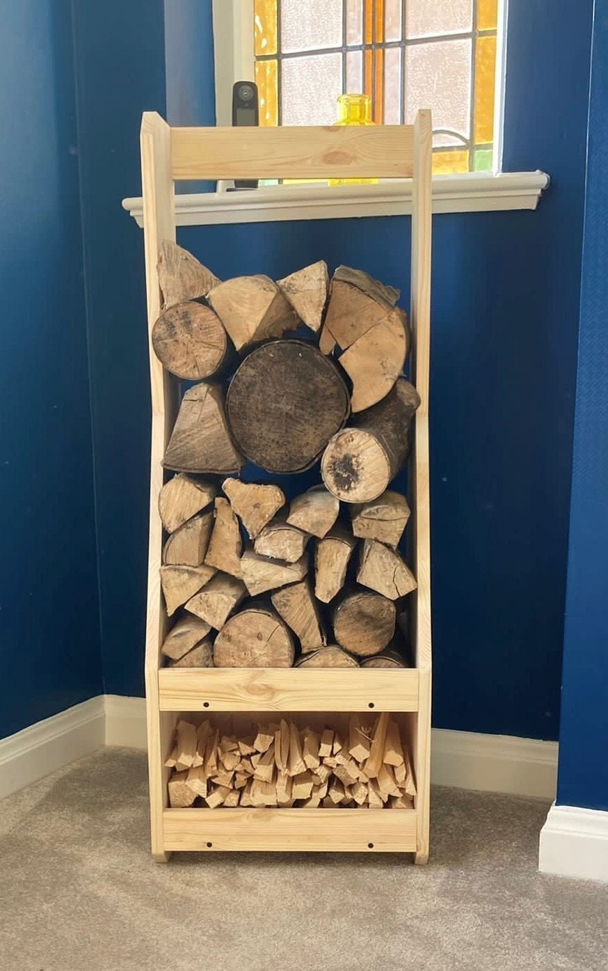 Freestanding Log Store Indoor Kindle Storage Shelf Organise - Etsy UK
