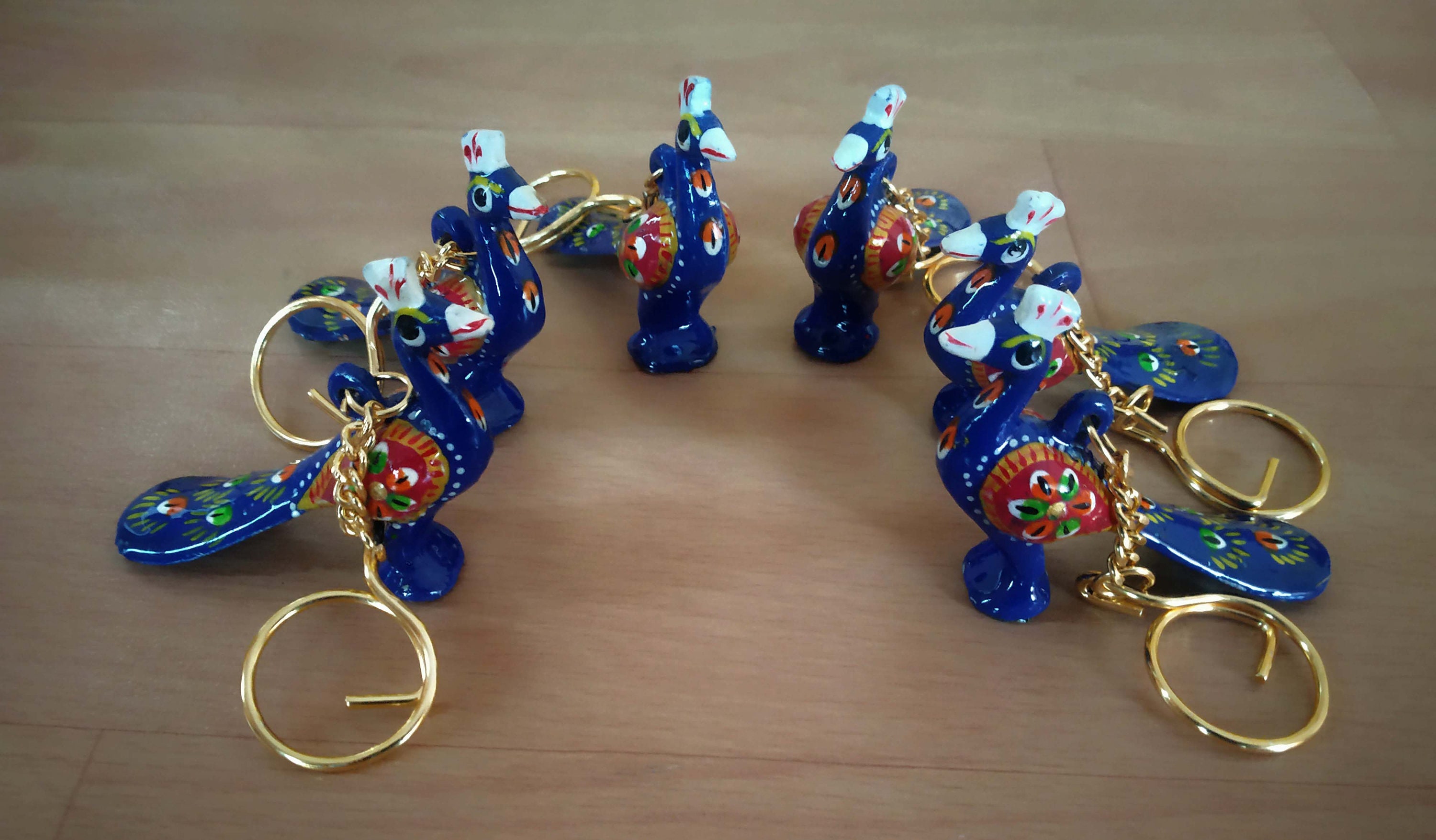 Handmade Indian Craft Peacock Key Chain | Panted Peacock Key Chain ...