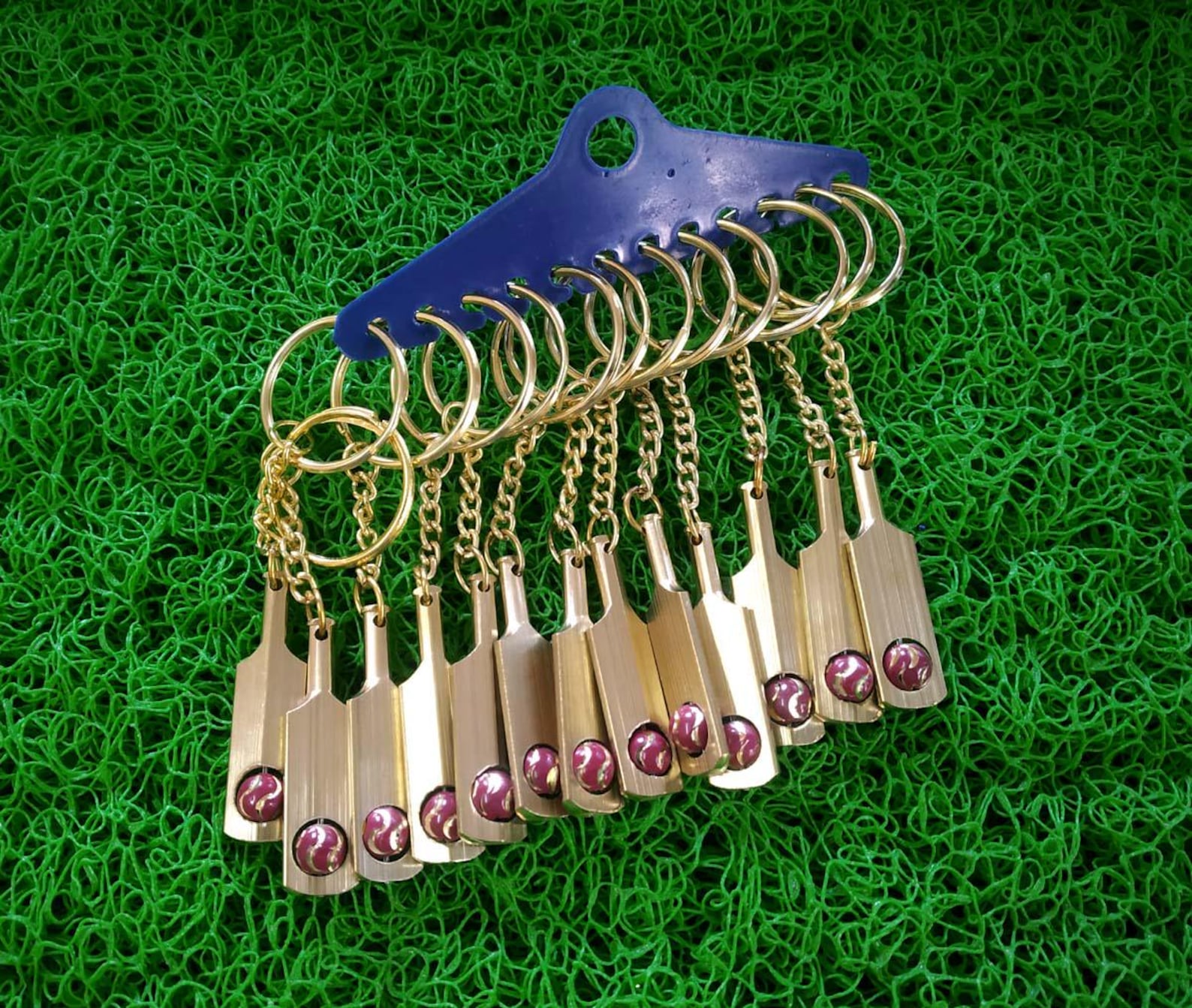 Handmade Indian Cricket Bat & Ball Keychain: Metal Sports Keyring for ...