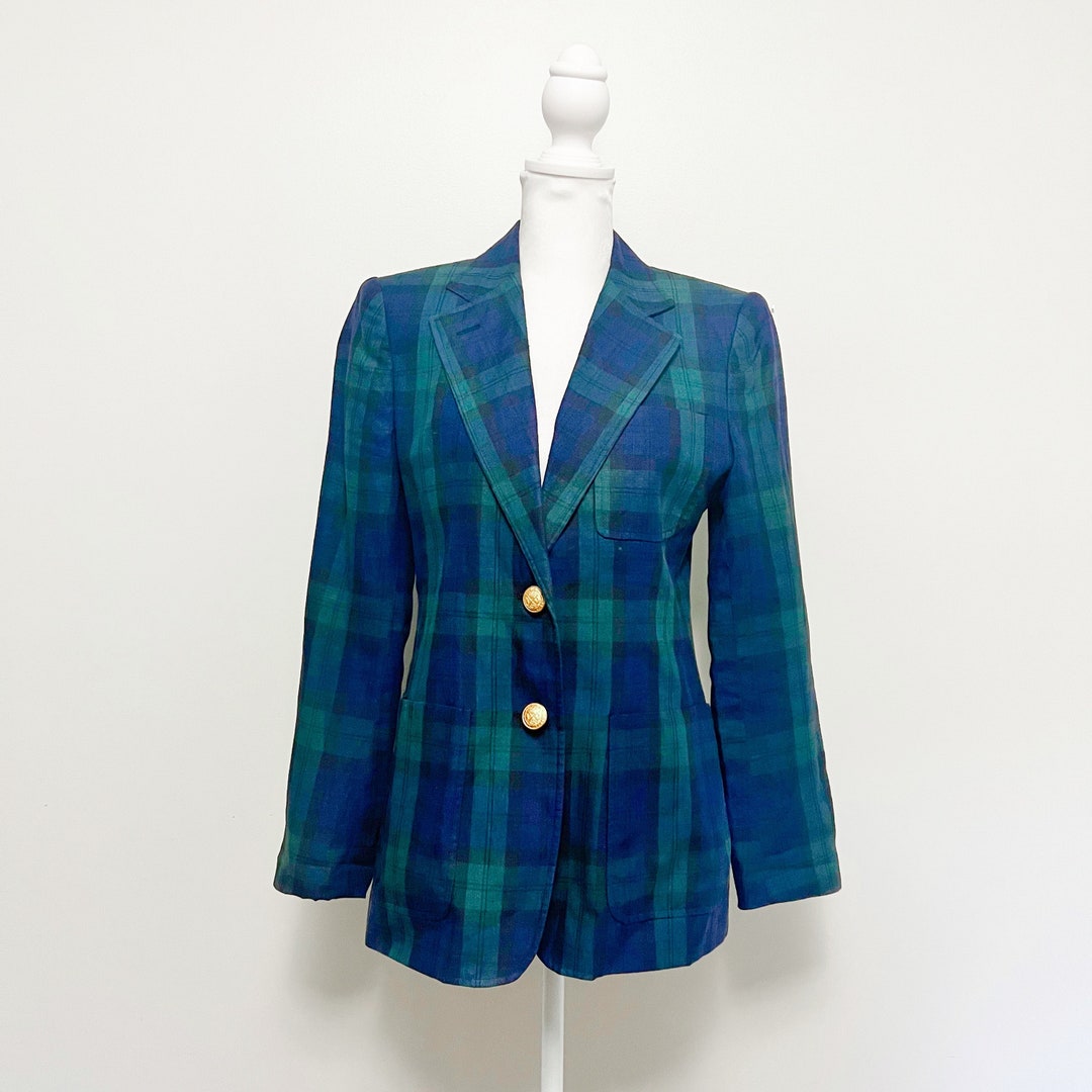 90s RALPH LAUREN Plaid Academic Blazer Small - Etsy