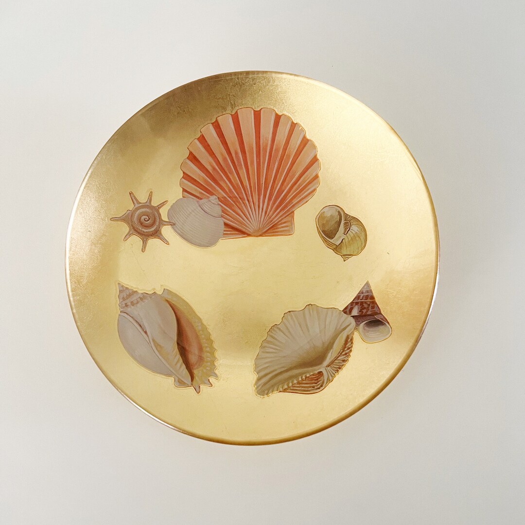 Vintage Gold Seashell Decorative Jewelry Plate - Etsy