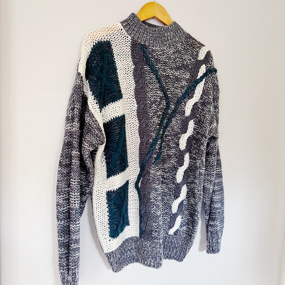 90s Chunky Hand Knit Oversized Abstract Sweater | One… - Gem
