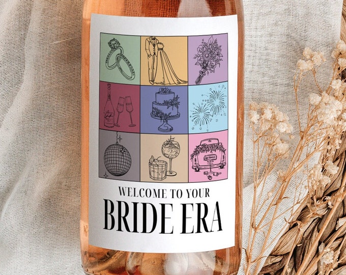 Bride Era Wine Label, Wedding Day Gift for Bride, Engagement Gift Box ...