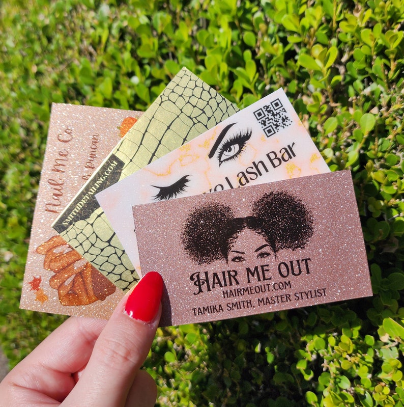 Premium Custom Business Card, Design Included, Glitter Business Cards ...
