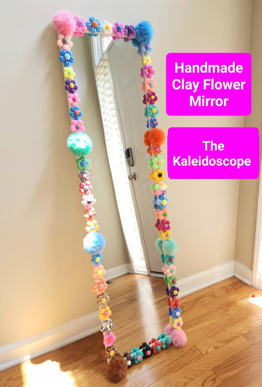 Handmade Clay Flower Door Mirror Foam Clay Art Vanity Wall - Etsy