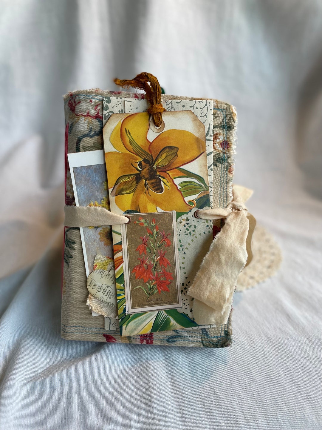 Vintage Botanical Chunky Soft Fabric Cover Junk Journal - Etsy
