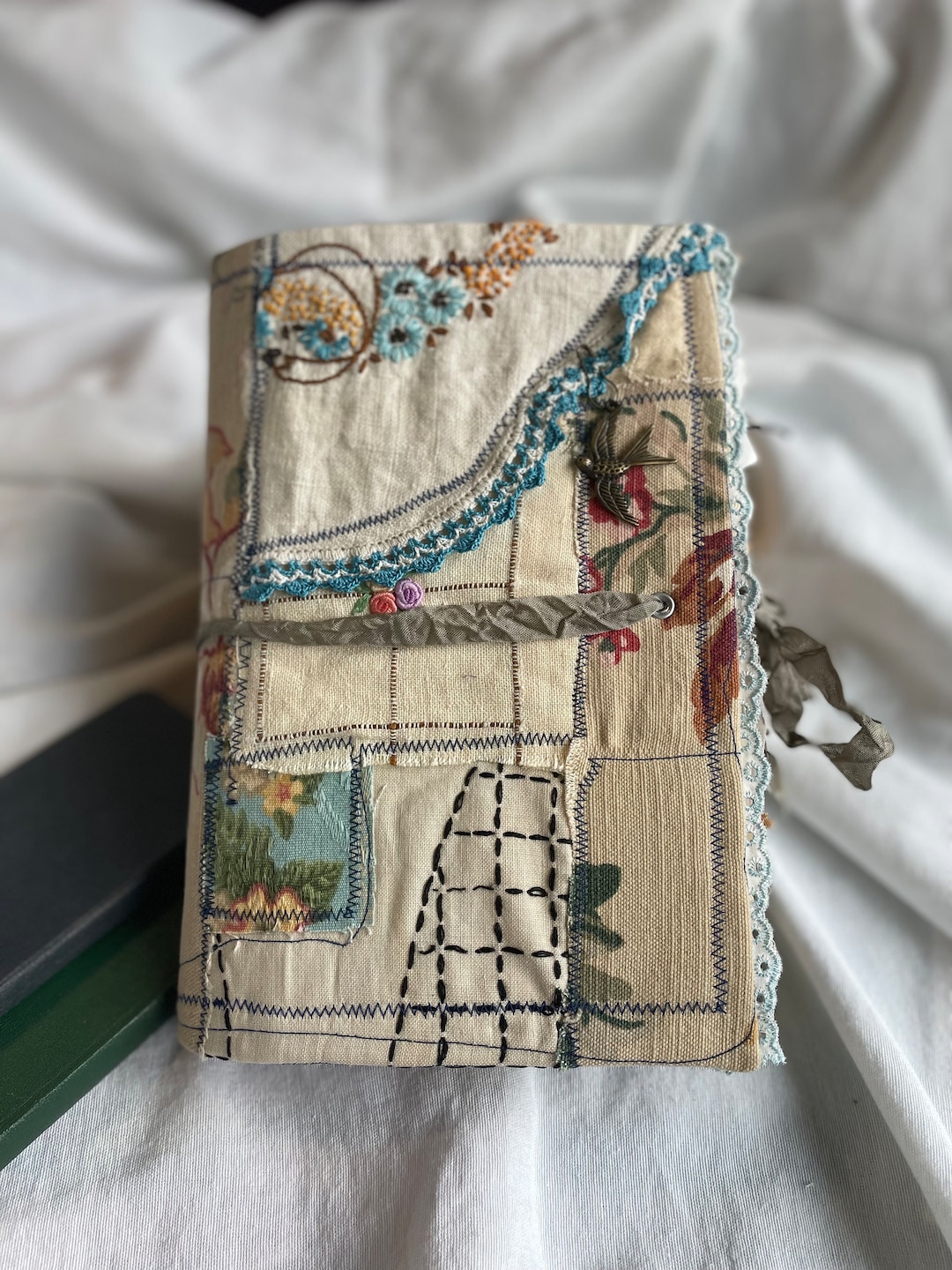 Handmade Soft Cover Fabric Patchwork Cover Shabby Vintage Junk Journal ...