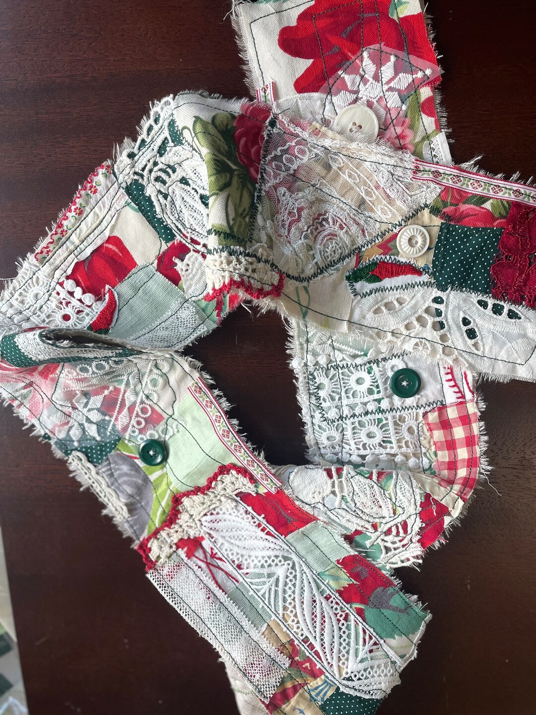 Bright and Colorful Red, Green and White Fabric Snippet Strip Christmas ...