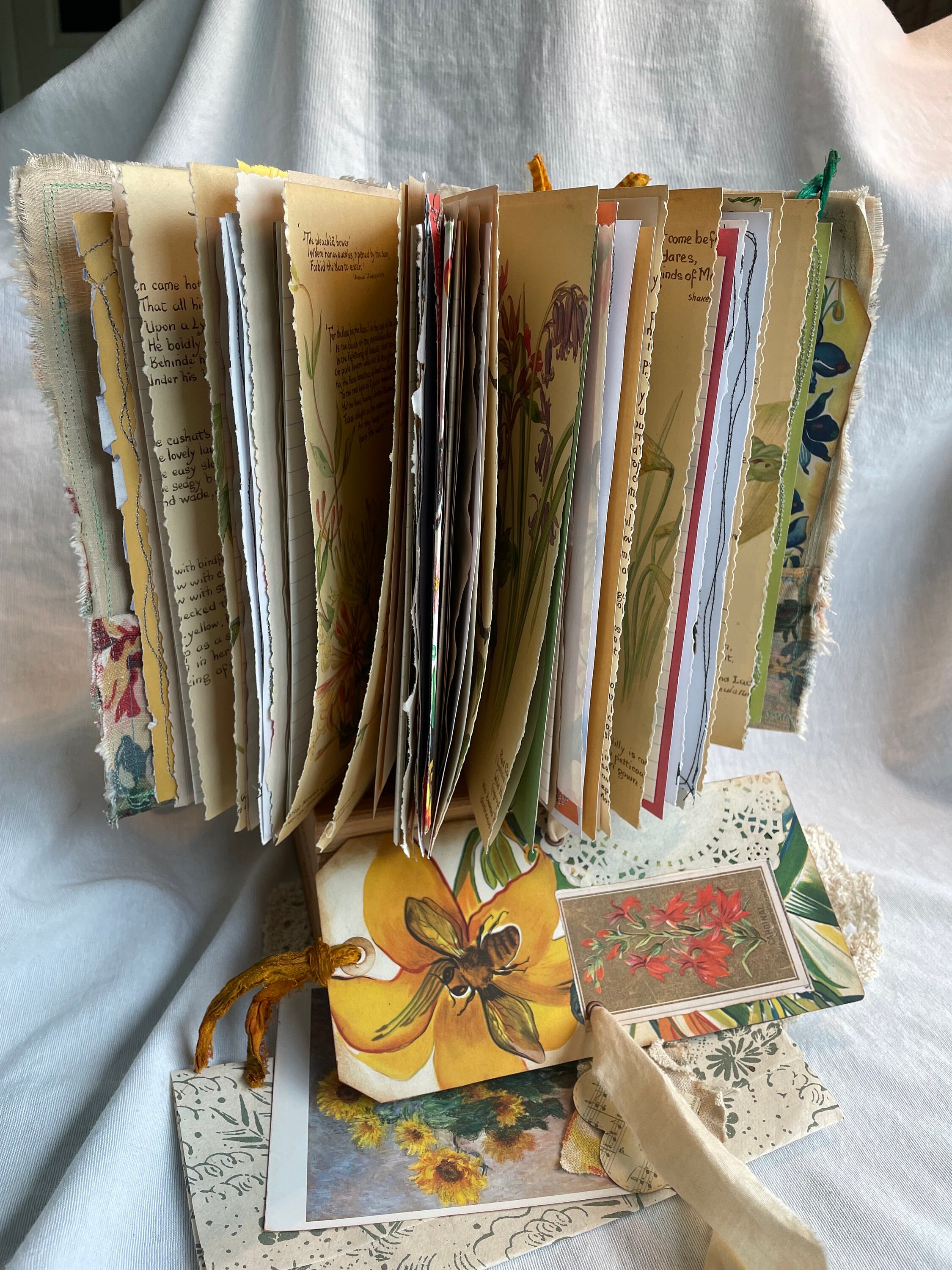 Vintage Botanical Chunky Soft Fabric Cover Junk Journal - Etsy