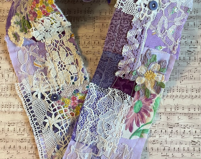 Vintage Style Purple and Lavender Fabric and Lace Snippet Strip - Etsy
