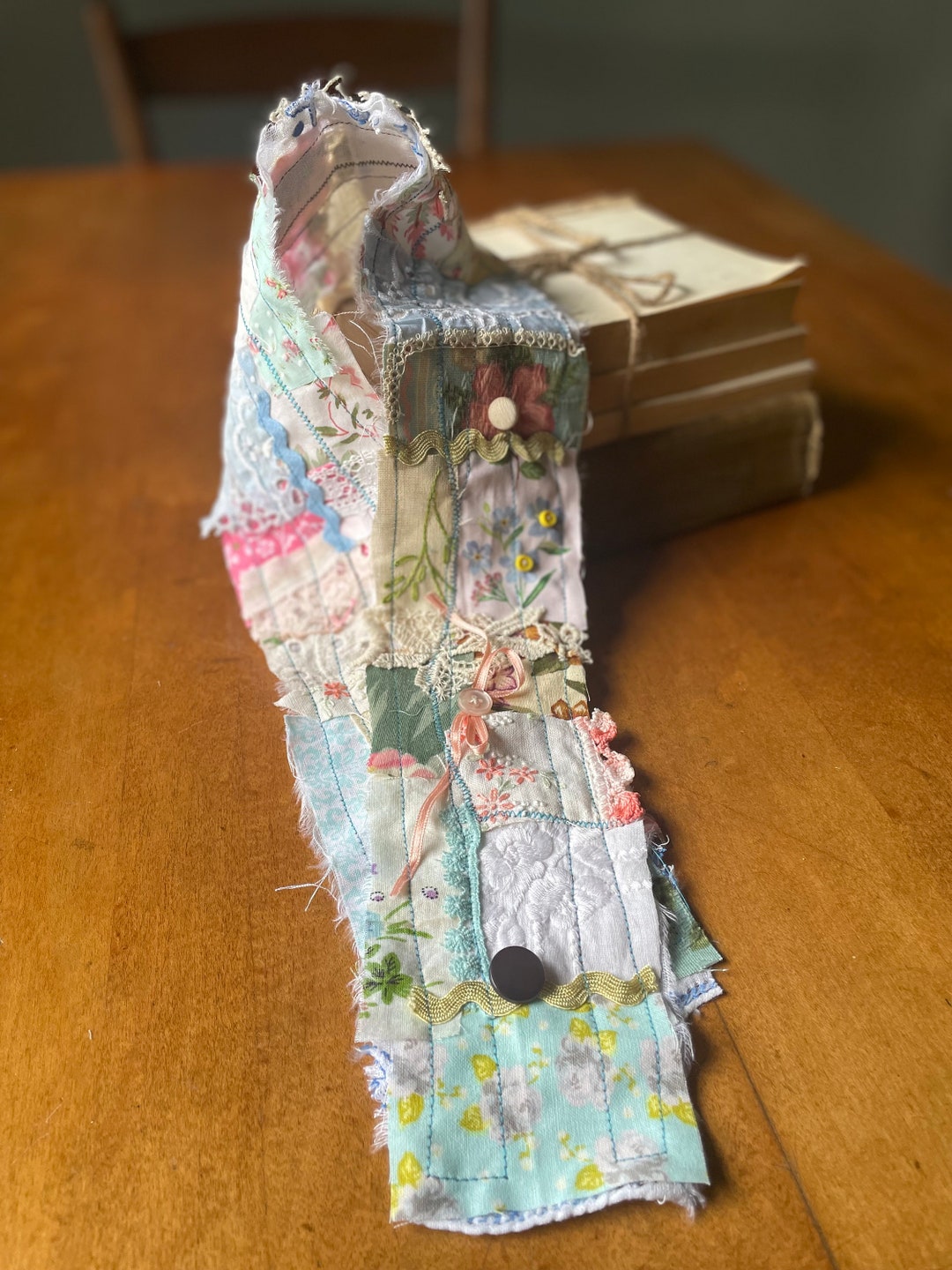 Fabric Collage Snippet Strip Vintage Linens Soft Pastels - Etsy