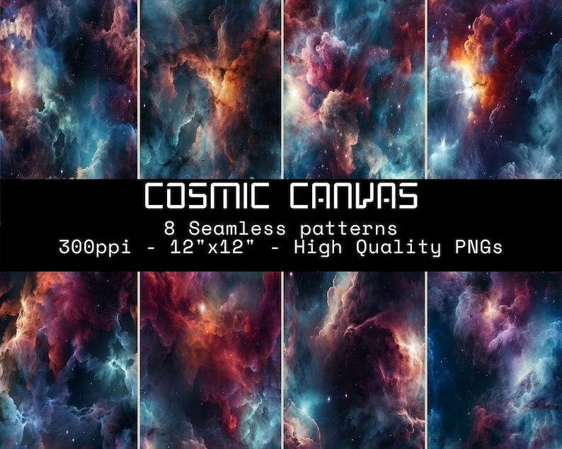 Cosmic Canvas: Space Nebula Seamless Patterns - Galaxy Digital ...