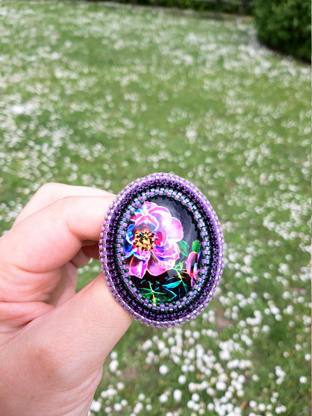 Women Brooch, Embroidered Brooch in Vintage Style, African Violet ...