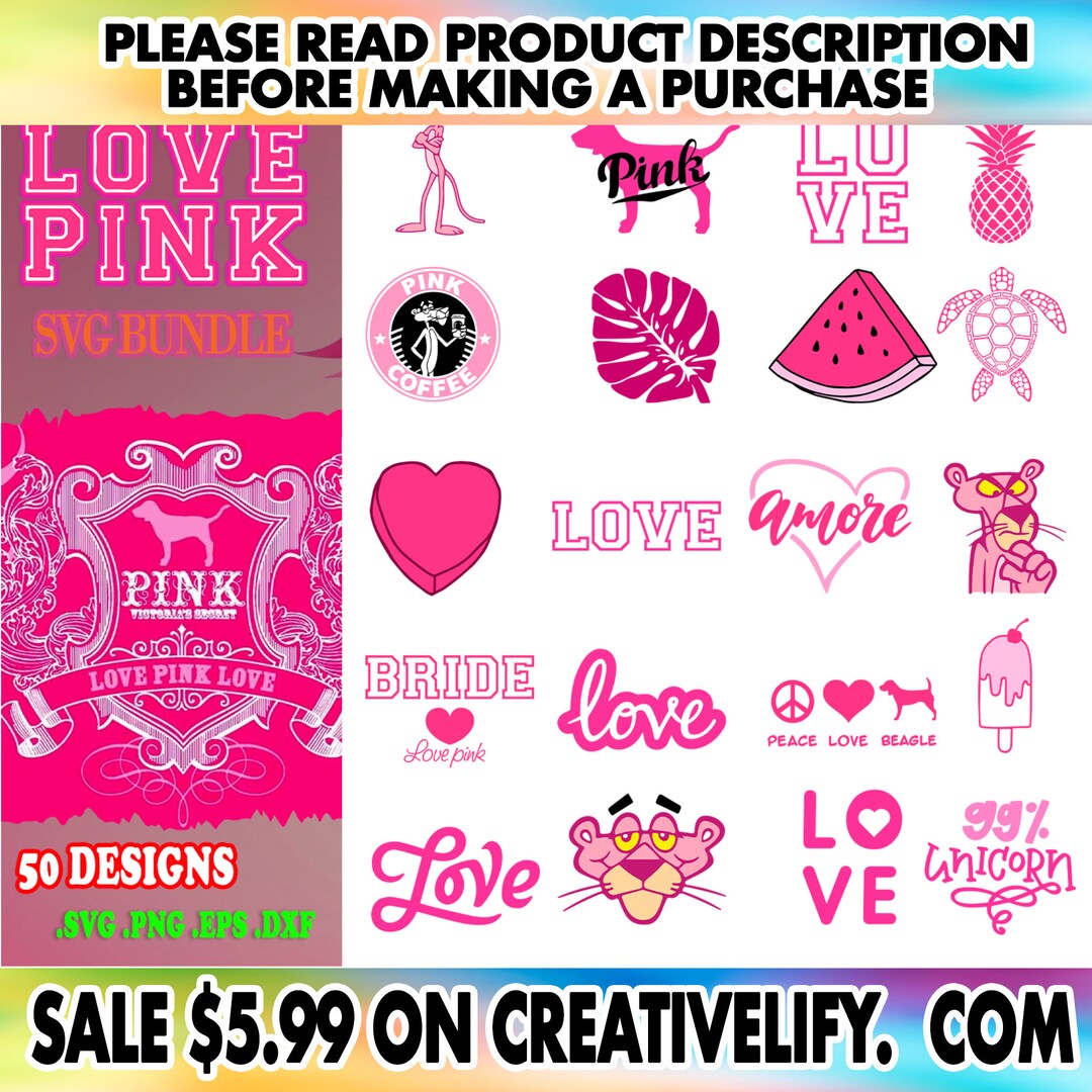 Love of Pink SVG Bundle, Pink Nation Svg, A Pink Dog Svg, Pink Svg ...