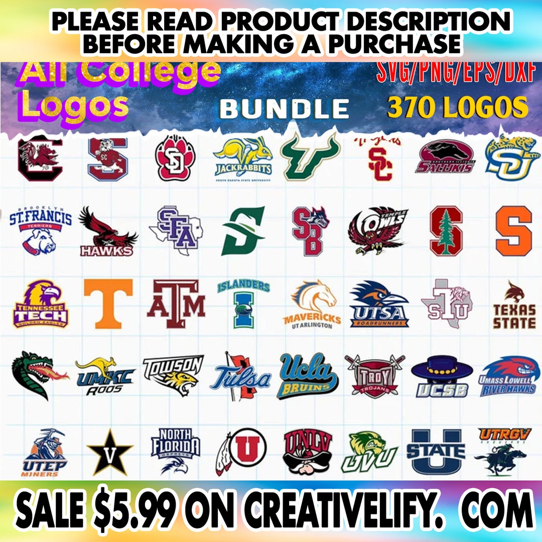 370 Files All College Logos Bundle SVG - Etsy