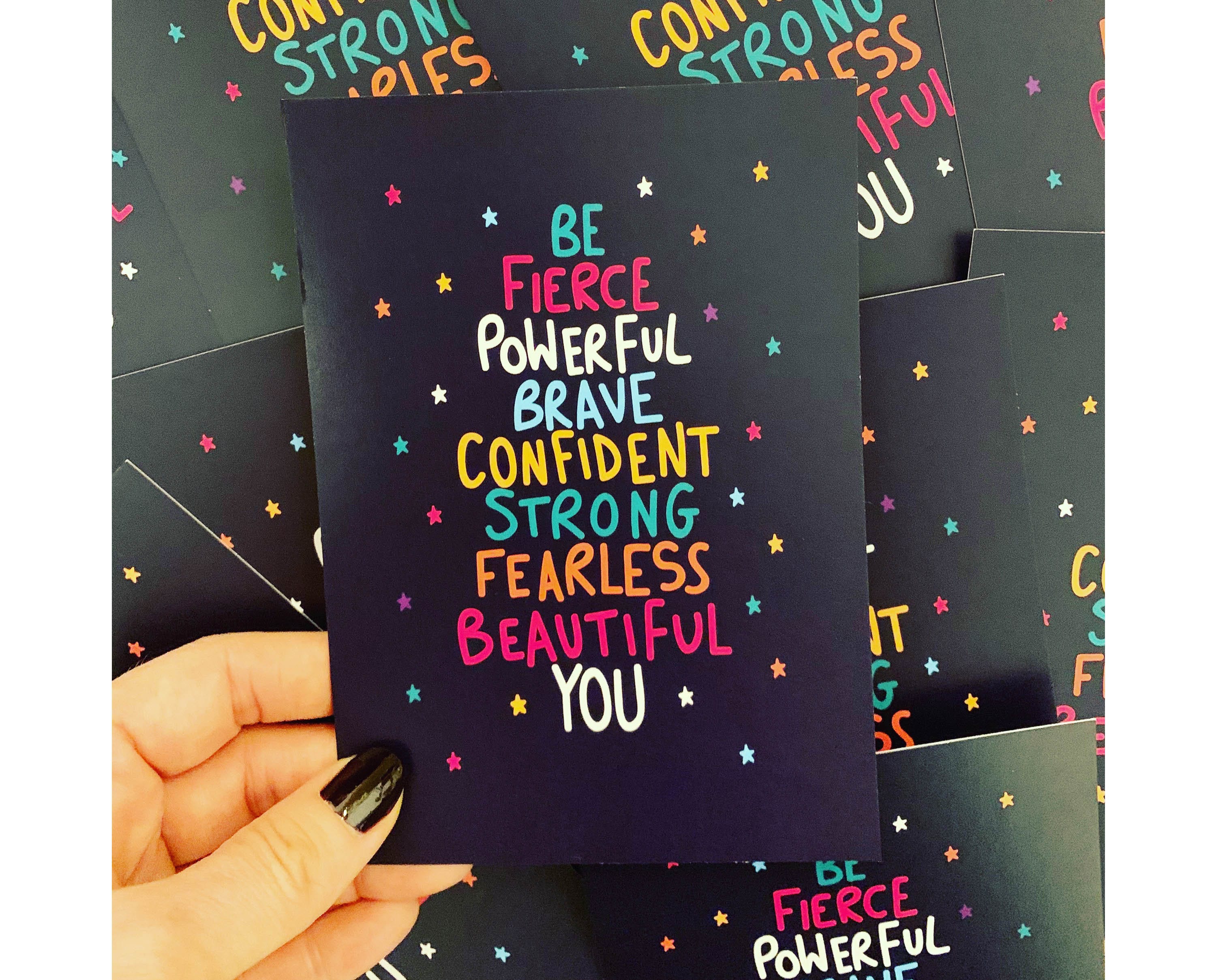 Be fierce postcard A6 print powerful women print quote | Etsy