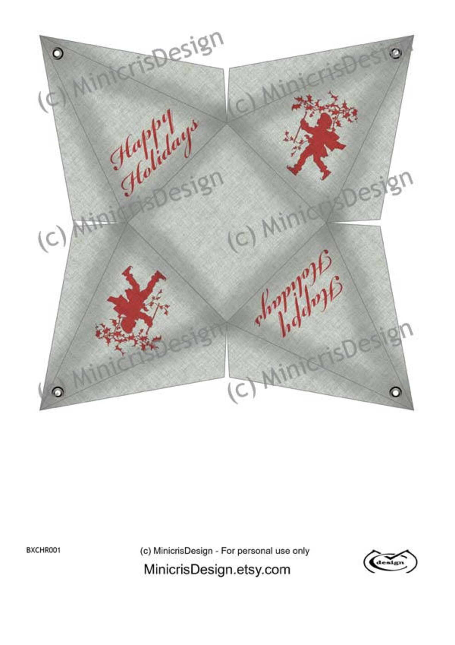 Printable Christmas Pyramid Box Linen Printable Box Digital Graphics ...