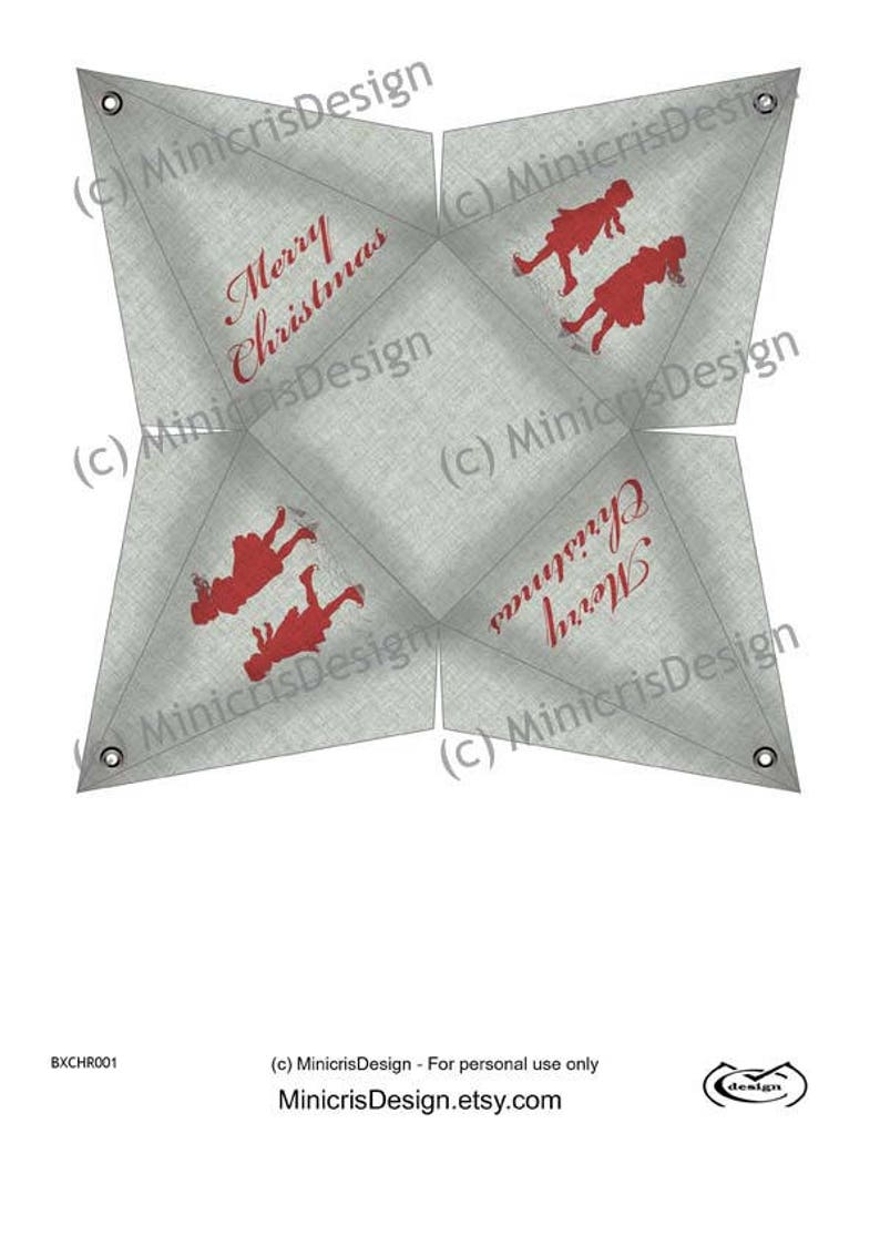 Printable Christmas Pyramid Box Linen Printable Box Digital Graphics ...