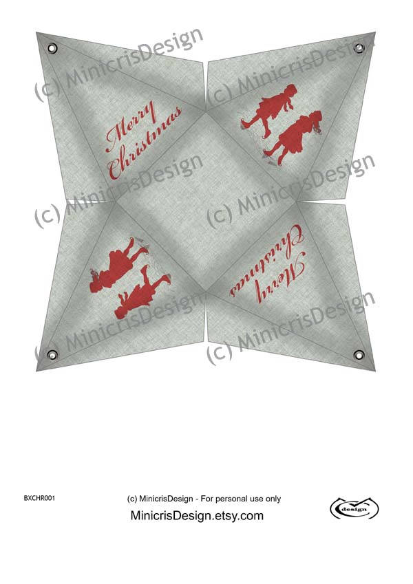 Printable Christmas Pyramid Box Linen Printable Box Digital Graphics ...