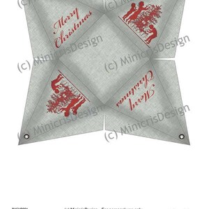 Printable Christmas Pyramid Box Linen Printable Box Digital Graphics ...