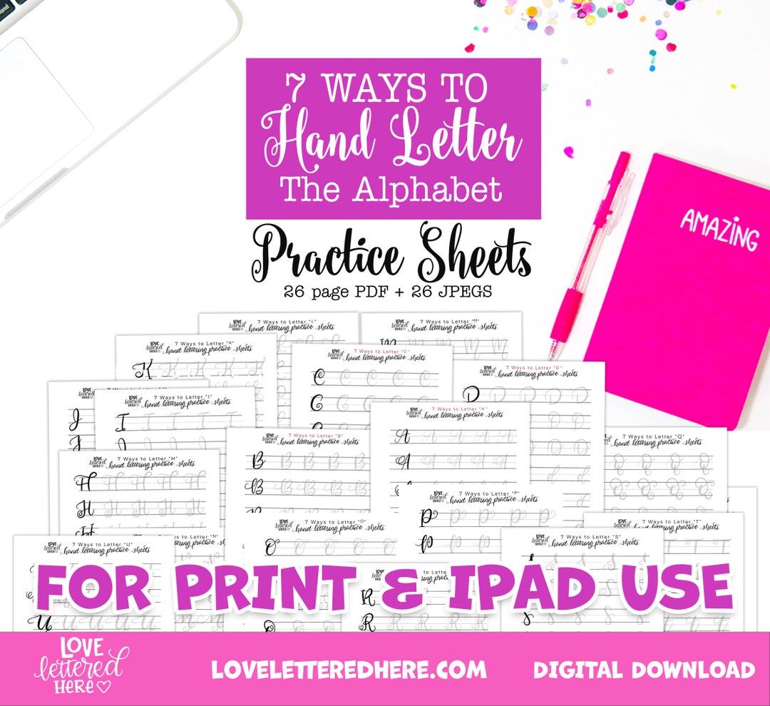 7 Ways to Letter Alphabet Practice Sheets Lettering Practice - Etsy